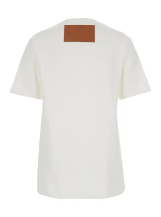 Jil Sander Womens White Crewneck T-Shirt With Logo Patch Cotton T-Shirts & Jerseys
