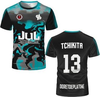 LaoZan Maillot de Foot JUL Tchikita T-Shirt &agrave; Impression 3D Maillots Col Ras-du-Cou V&ecirc;tement Streetwear Classique Tenue