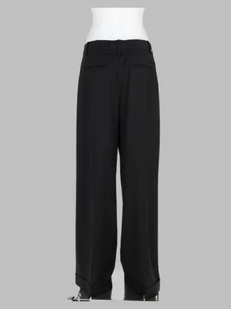 Ganni Wide-Leg Wool Trousers - Black