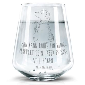 Mr. & Mrs. Panda Trinkglas Hund Blume - Geschenk, Dekoglas, Sprüche, Wasserglas, Set, Haha, Borosilikatglas, Becherglas, Hunde, Halsband, Stil