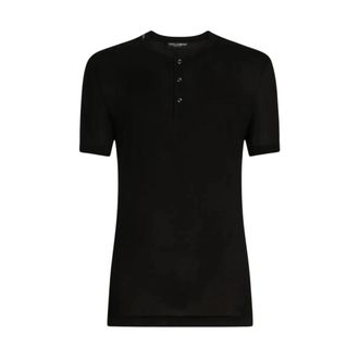 Dolce & Gabbana Seiden-Henley-T-Shirt - - Shirts - Herren - Schwarzk - S