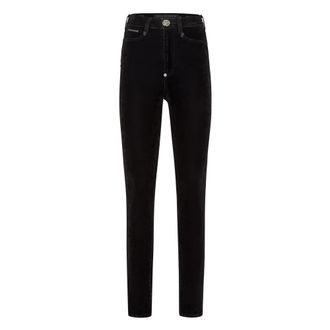 Philipp Plein Crystal Skull Denim Super High Waist Jegging - - Jeans - Damen - Schwarzk - W29