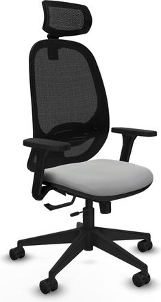 Piqueras y Crespo Stufenloser Stuhl mit 3D-Armlehnen, h&ouml;henverstellbarer Lendenwirbelst&uuml;tze und h&ouml;henverstellbarem Kopfteil und Neigungsverstellung. Ausgestattet mit Sy