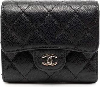 Chanel 2020 Classic Caviar Trifold Flap Wallet small wallets - Schwarz
