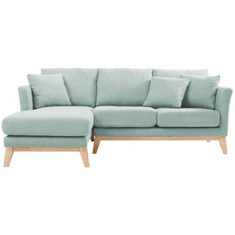 Miliboo Miliboo - Skandinavisches Ecksofa links oslo aus lagunengr&uuml;nem, abziehbarem Stoff