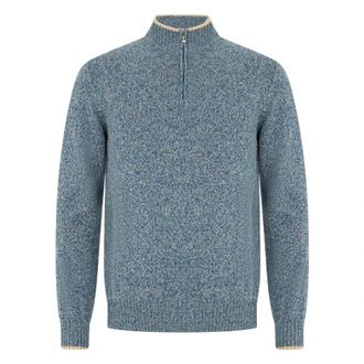 Fedeli Pullover mit Rei&szlig;verschluss - - Knitwear - Herren - Blau - L
