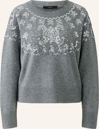 Oui Pullover Mit Pailletten grau