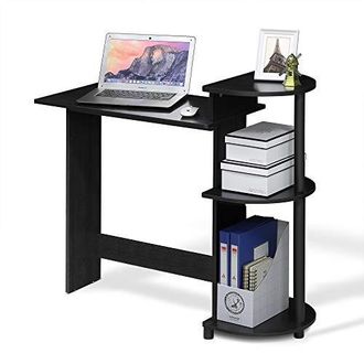 Furinno Compact Bureau dOrdinateur avec &Eacute;tag&egrave;res, Americano/Noir, Bois, Taille Unique