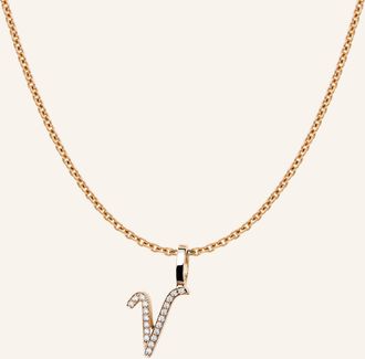 Cada Cada Kette Tiny Diamond Letter V rosegold