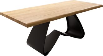 DELIFE Esszimmertisch Edge Eiche Natur 200x100 W-Gestell Metall Schwarz Live-Edge