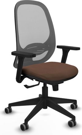 Piqueras y Crespo Cilanco Schreibtischstuhl mit 3D-Armlehnen, h&ouml;henverstellbare Lendenwirbelst&uuml;tze, ausgestattet mit 3 Positionen und Schneideschaum, Grau/Dunkelbraun