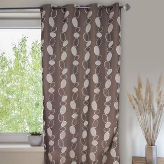 HOME MAISON Homemaison Vorhang aus Jacquard, Kieselstein-Motiv, Polyester, 8 Metall&ouml;sen, &Oslash; 4 cm, f&uuml;r Wohnzimmer, Schlafzimmer, B&uuml;ro, 135 x 260 cm, Schokoladenbrau