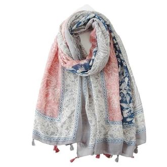 Generic &Eacute;charpe ch&acirc;le en viscose florale 180 cm pour hijab musulman, grande taille, bandeau tendance pour femme, quatre saisons, Couleur 8, taille unique