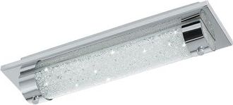 Eglo LED Deckenleuchte Tolorico, 1 flammige Wandlampe Bad, Badezimmer Lampe aus Edelstahl, Glas und Kristall in Chrom, Klar, LED Feuchtraumleuchte neutralw