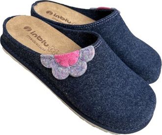 Inblu Chaussons confort hiver en feutre femme GIRASOL bout ferm&eacute; et semelle amovible et d&eacute;cor, avio, 40 EU