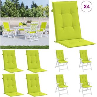 vidaXL Gartenstuhlauflagen f&uuml;r Hochlehner 4 Stk. Knallgr&uuml;n 120x50x3 cm - Hochlehner Auflagen - Gartenstuhlkissen - Outdoor Kissen - Sitzauflage