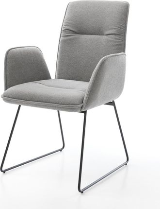 DELIFE Esszimmerstuhl Vinja-Flex Strukturstoff Soft Grau Kufengestell Schwarz, Esszimmerst&uuml;hle