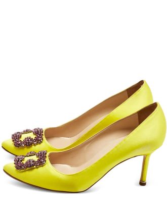 Manolo Blahnik escarpins Hangisi &agrave; ornements en cristal - Jaune
