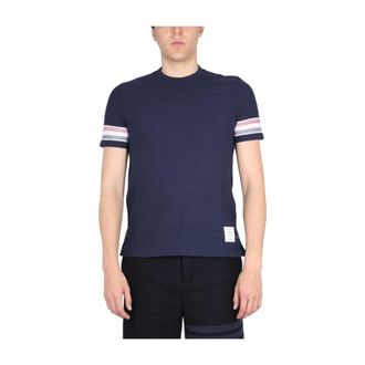 Thom Browne Gestreiftes T-Shirt mit Rundhalsausschnitt - - Tops - Herren - Blau - XL