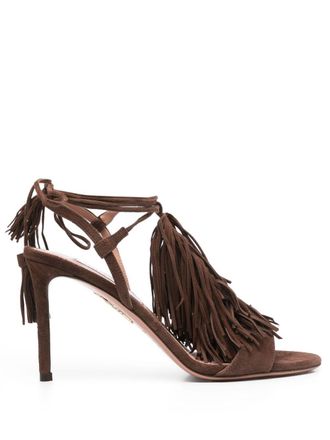 Aquazzura sandales à franges 85 mm - Marron