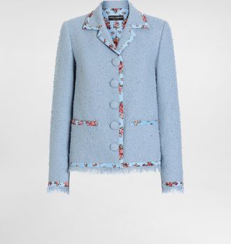Dolce & Gabbana Single-breasted Rachel Basketweave Jacket - Frau Blazer Purple 46