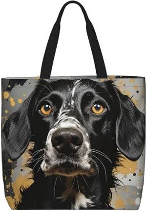 Generic Pois Et Chiens Sac Fourre Tout Pliable Tote Bag L&eacute;ger Sac Courses Pour Universit&eacute; Travail Shopping