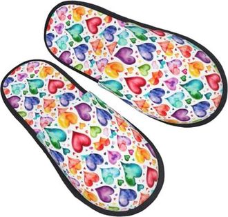 Generic Pantoufles En Feutre Coeurs Rainbow Portative Hiver Pantoufles R&eacute;utilisables Chausson Hotel Pour Femmes Camping Automne M