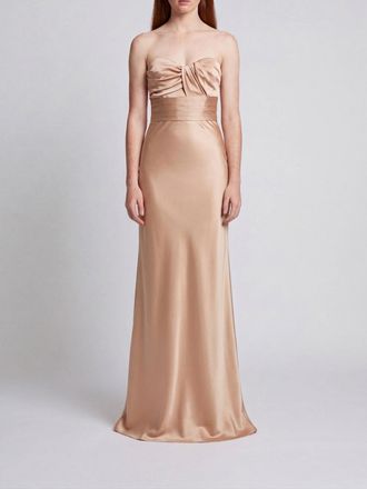 Elisabetta Franchi Robe de soir&eacute;e longue en satin avec d&eacute;collet&eacute; en caur