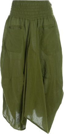 vishes Kn&ouml;chel-Langer Luftiger Damen Sommer-Rock Einfarbig Sommerr&ouml;cke Olive 34-38