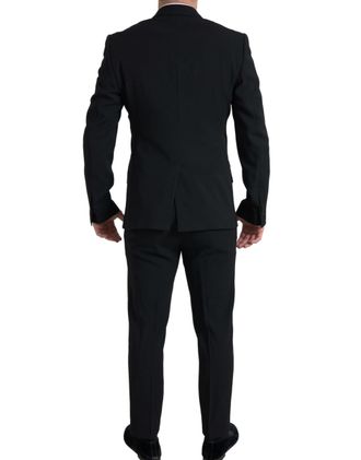 Dolce & Gabbana Mens Black 2 Piece Double Breasted Sicilia Suit Virgin Wool