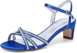 Generic Chaussures De Mariage Peep Toe Talons Bas Chaussures De Mariée À Talons Hauts pour Femme Eté Kitten Heels Soirée Chaussures 4Cm,Bleu,42 EU