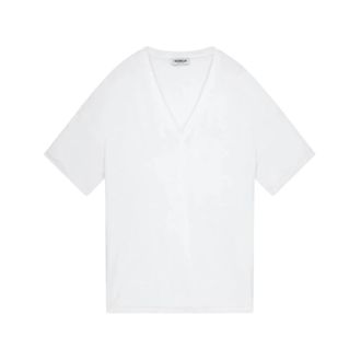 Dondup Seiden V-Ausschnitt Regular T-Shirt - - Tops - Damen - Wei&szlig; - XS