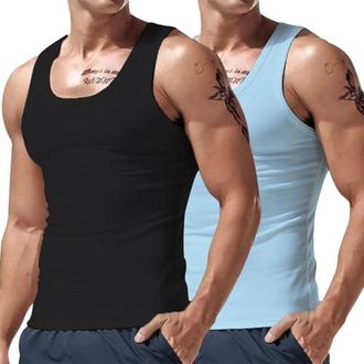 Generic Lot de 2 d&eacute;bardeurs pour homme - Couleur unie - Sans manches - S&eacute;chage rapide - Respirant - Pour la course &agrave; pied, la gym - Sans manches, M, 3XL