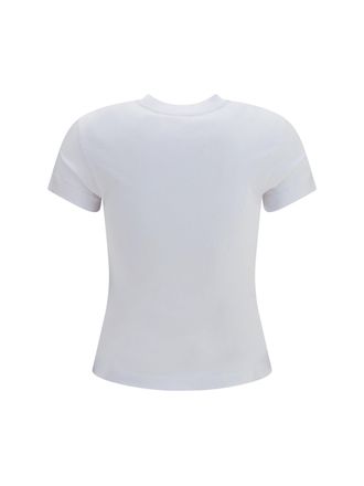 Off-white Womens Printed T-Shirt White-Black Cotton; Elastane T-Shirts And Polos