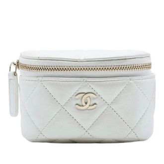 Chanel Porte-monnaie matelass&eacute; doccasion - Femme - Pre-owned - Blanc - Taille: ONE Size