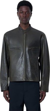 Christophe Lemaire Homme, Vestes, Vert, Taille: XL Veste Zipp&eacute;e en Cuir