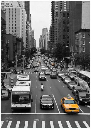 Wallario Poster - New York Yellow Taxi I in Premiumqualität, Größe: 70 x 100 cm (Riesenposter)