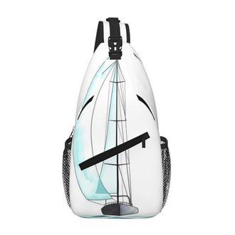 Generic Sacoche Tactique Blue Boat Print Antivol Sacs Poitrine Multifonction Crossbody Bag pour Voyage Camping Femme