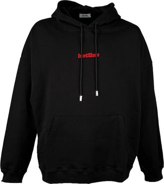 GCDS Gcds, Homme, Sweatshirts et sweats &agrave; capuche, Noir, Taille: XS Hotline Embroidered Sweat &agrave; capuche