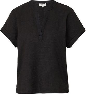s.Oliver Kurzarmshirt T-Shirt Strukturiertes T-Shirt im Relaxed Fit mit V-Ausschnitt