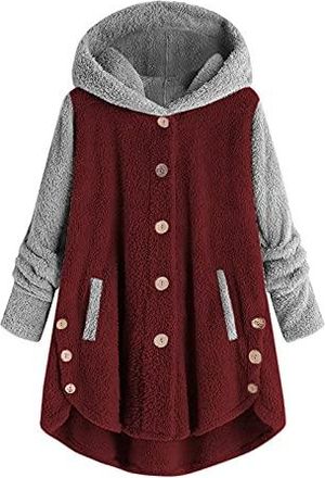 Generic L9WEI Manteau dautomne et dhiver décontracté à manches longues en peluche pour femme - Veste à capuche surdimensionnée - Manteau dhiver chaud et confo