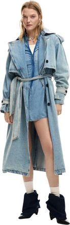 Desigual Femme, Manteaux, Bleu, Taille: 38 FR Blazer Classique &agrave; Manches Longues avec Ceinture