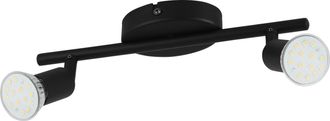 Eglo LED Deckenleuchte Buzz-LED, 2 flammige Deckenlampe, Deckenstrahler aus Metall, Wohnzimmerlampe in Schwarz, Küchenlampe, Spots mit GU10 Fassung, L 28,5