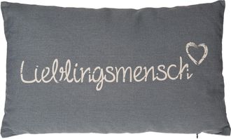 Out of the Blue Kissen Knuddelkissen »Lieblingsmensch« Liebeserklärung Geschenk Eyecatcher (Grau)