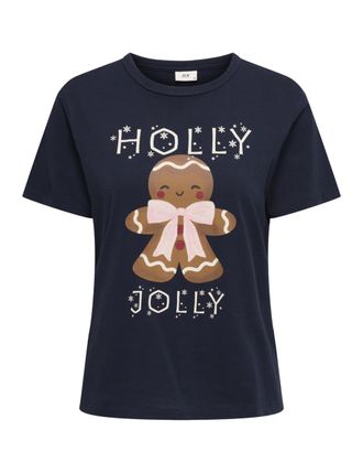 Jacqueline de Yong JdY Damen Jdymichigan Life S/S Xmas Top JRS Atk, Sky Captain, Large