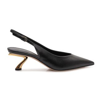 Ferragamo Femme, Chaussures, Noir, Taille: 36 1/2 EU Escarpin Slingback &agrave; Talon Sculptural