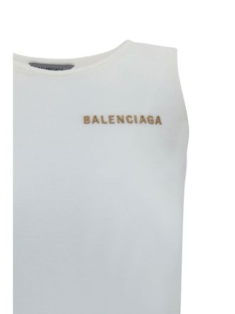 Balenciaga Womens Logo Tank Top White Full Cotton