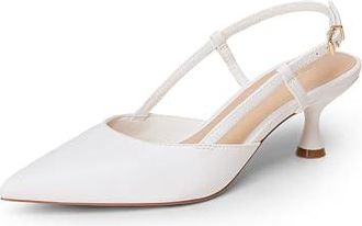 Dream Pairs Escarpins à talons aiguilles bas à bout pointu et bride arrière pour femme, blanc, 40.5 EU