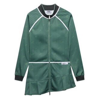 GCDS Gcds - Mini-robe &agrave; rayures tennis avec zip int&eacute;gral - Femme - Robes - Vert - Taille: 40 FR