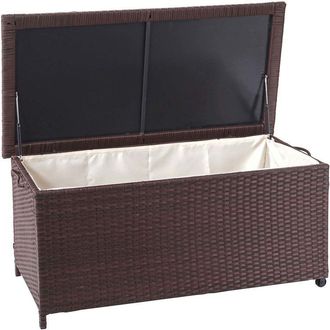 Hhg Poly-Rattan Kissenbox HHG 570, Gartentruhe Auflagenbox Truhe Premium braun, 51x100x50cm 170l